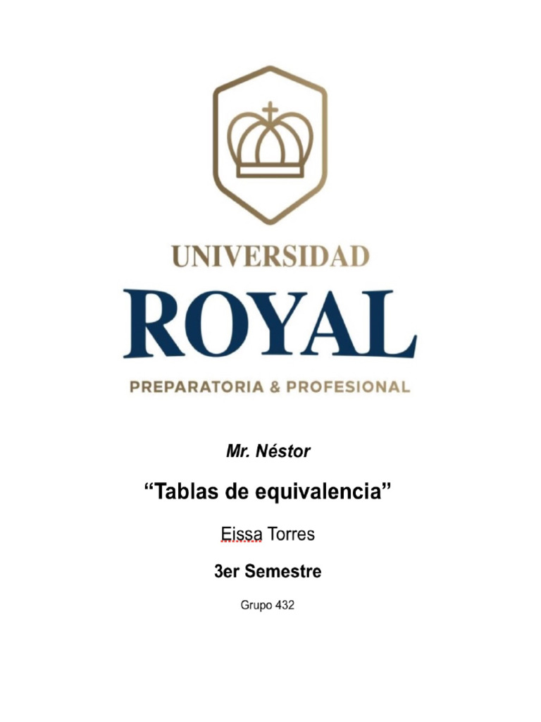 Tablas de Equivalencia - Eissa Torres | PDF