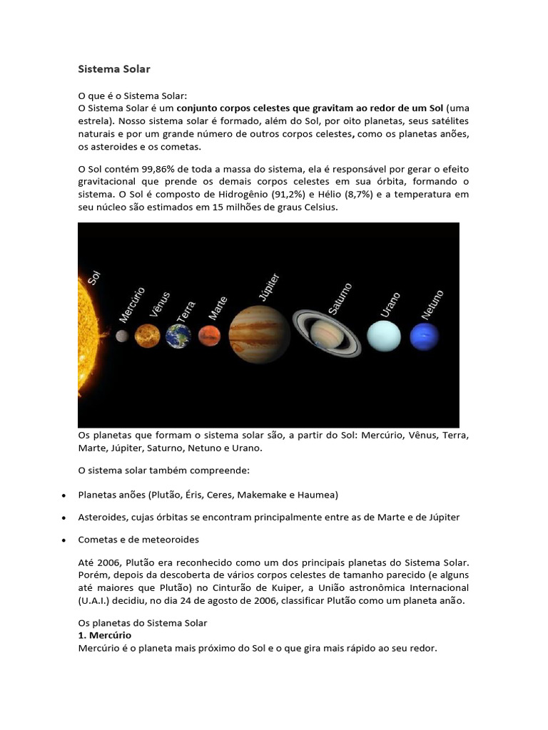 Sistema Solar | PDF | Sistema Solar | Planetas