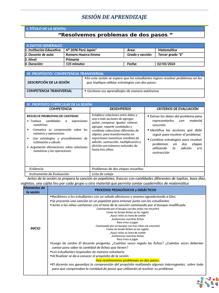 Problemas de Dos Pasos en Matemáticas | PDF | Matemáticas ...