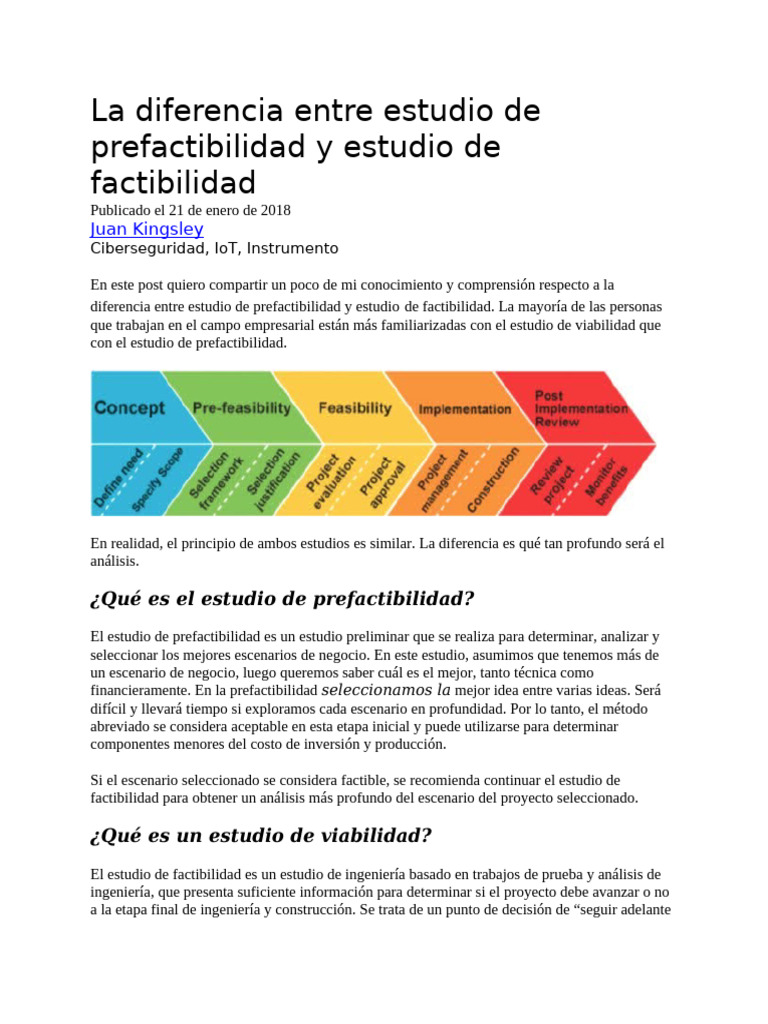 Diferencias entre prefactibilidad y factibilidad | PDF | Estudio de ...