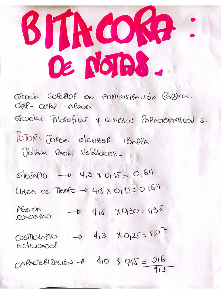 Bitacora de Notas | PDF