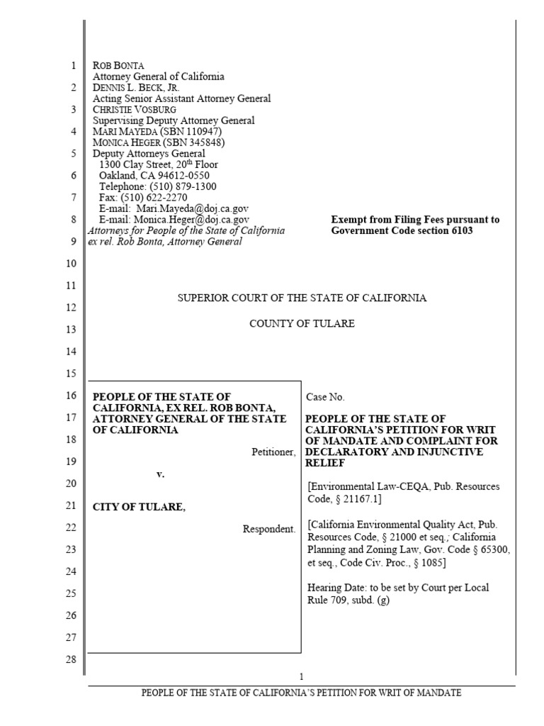 CEQA Challenge to Tulare Zoning Update | PDF | Particulates | Air Pollution