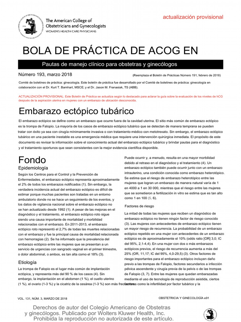 Acog Practice Bulletin No 193 2018 | PDF | El embarazo | Control de la ...