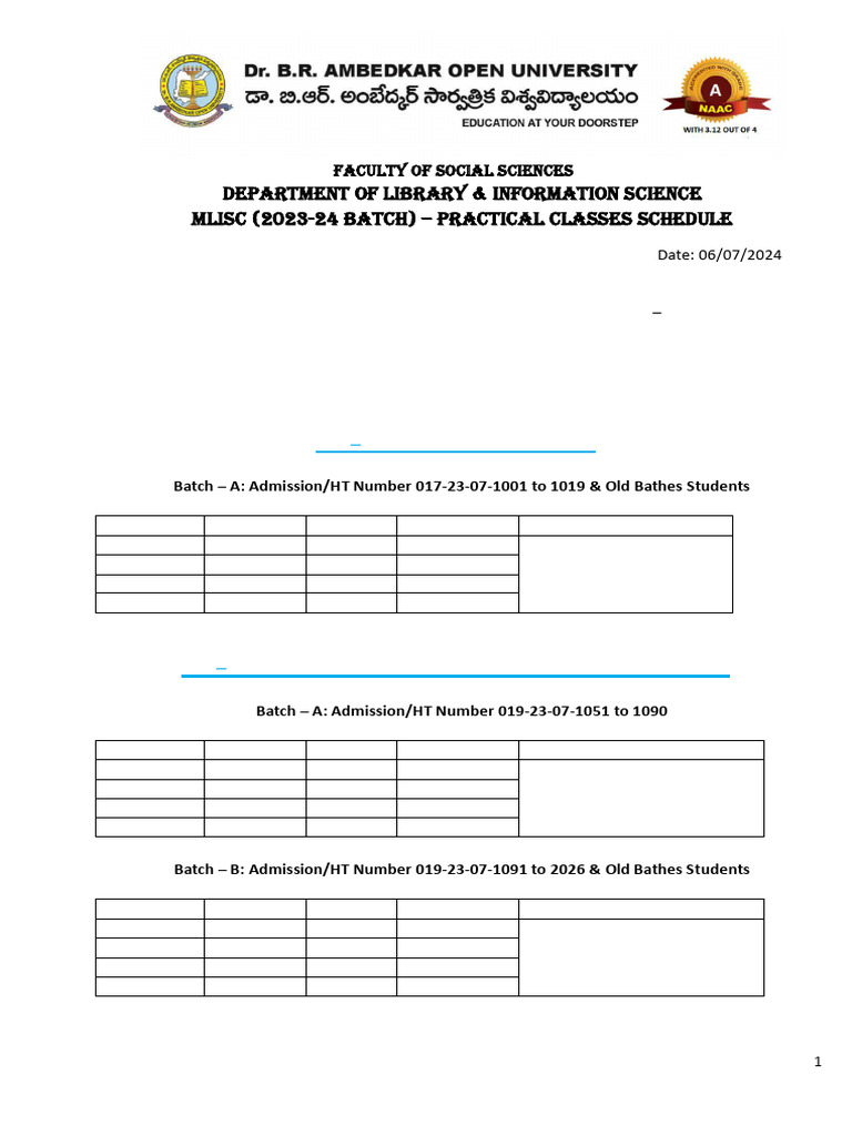 2023 Diploma 07 1year 0 PracticalExamination 06-07-2024-MLISc - IT (MLS ...