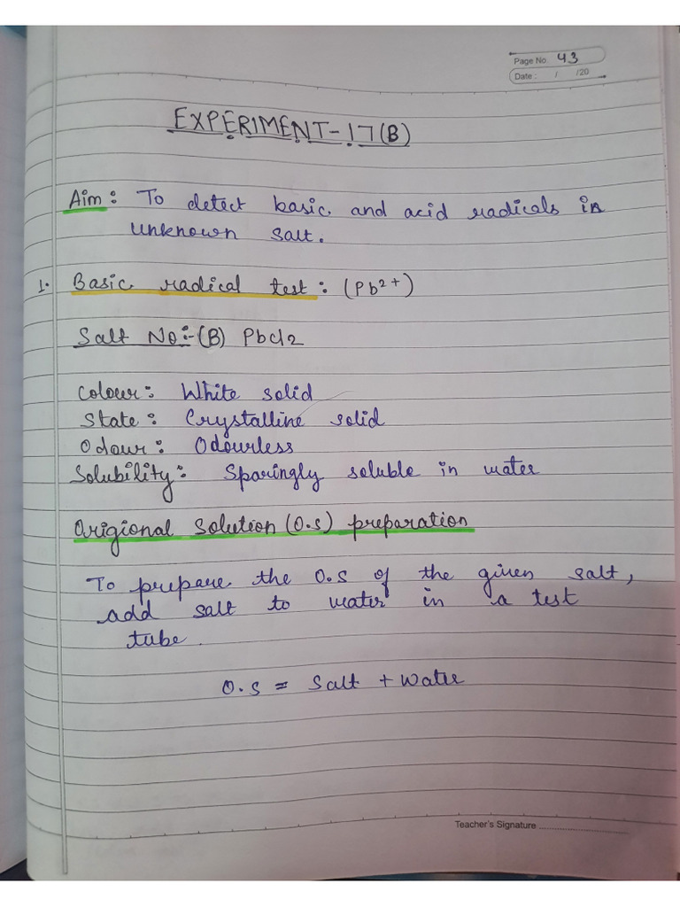 Chemistry Practical Exp 17 (B) | PDF