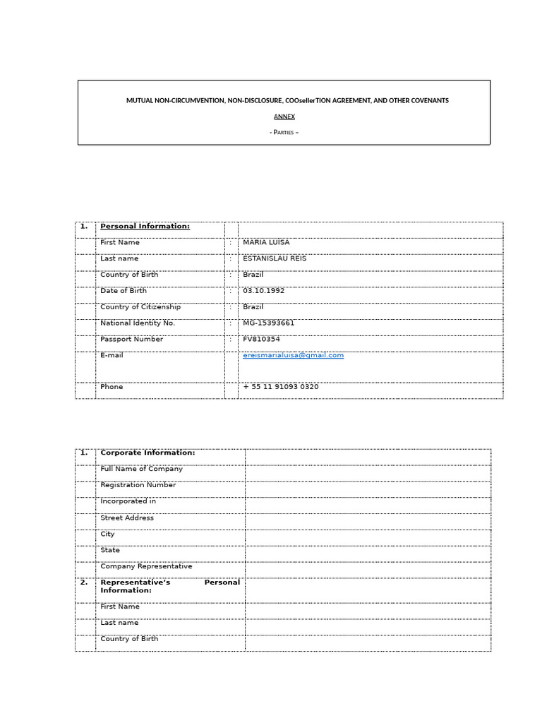 Ncnda Annex I - Parties | PDF