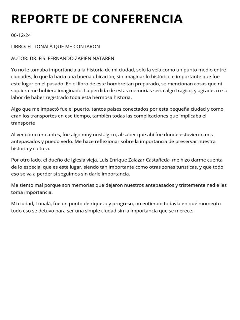 Reporte de Conferencia | PDF