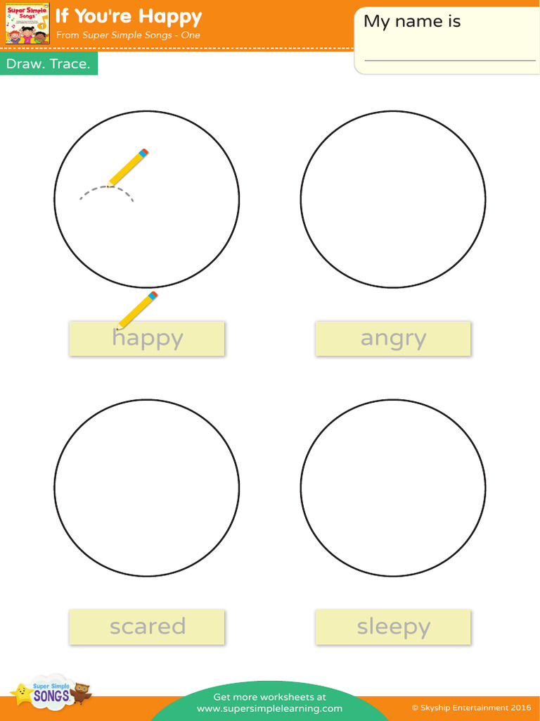 If Youre Happy Worksheet Listen Draw Trace | PDF