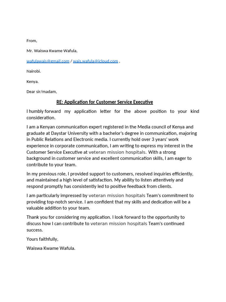Cover Letter Waiswa Updated | PDF