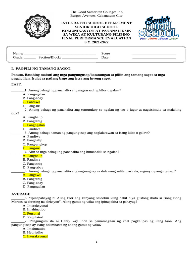 Kompan Finals Exam | PDF