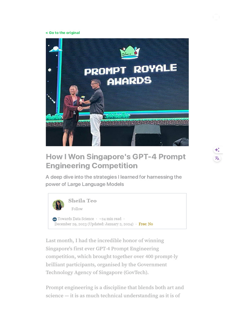 Winning Singapore's GPT-4 Prompt Contest | PDF | Statistics | Applied ...