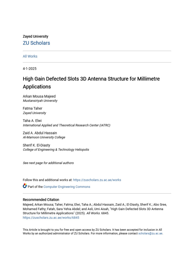 High Gain Defected Slots 3D Antenna Structure For Millimetre ...