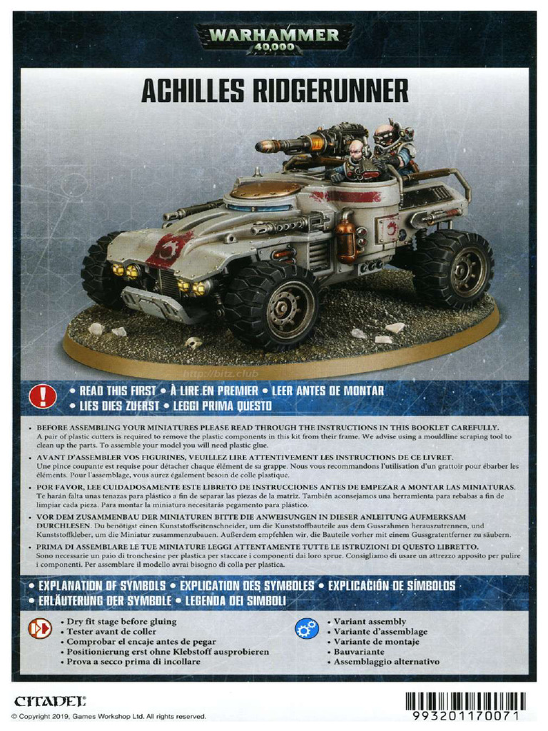 Genestealer Cults Achilles Ridgerunner Assembly Guide Bitz Club | PDF