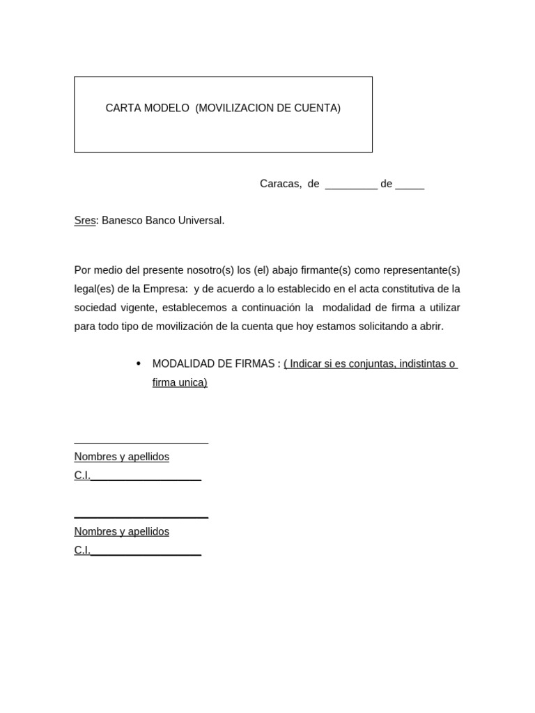 Carta Modelo Movilizacion Cta Juridica | PDF