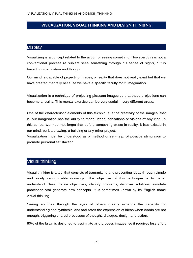 Visualization, Visual Thinking, and Design Thinking PDF | PDF | Thought ...