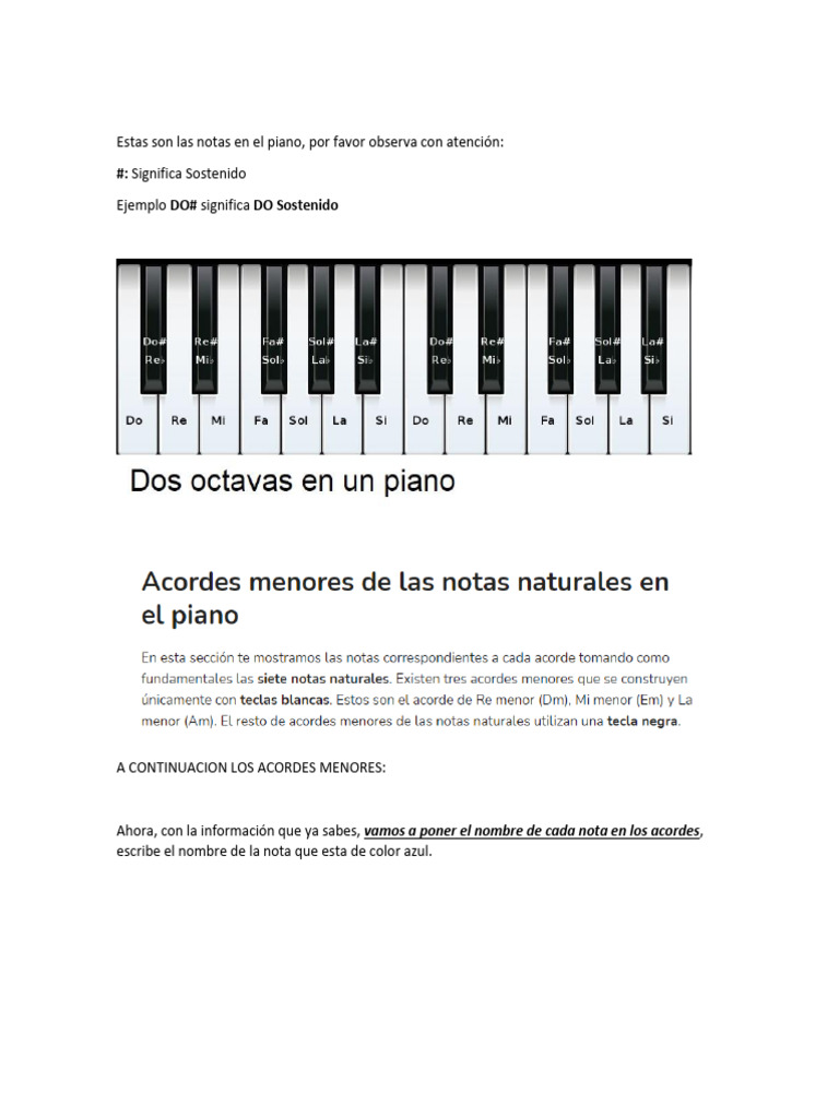GUIA 4 PIANO - Acordes Menores | PDF