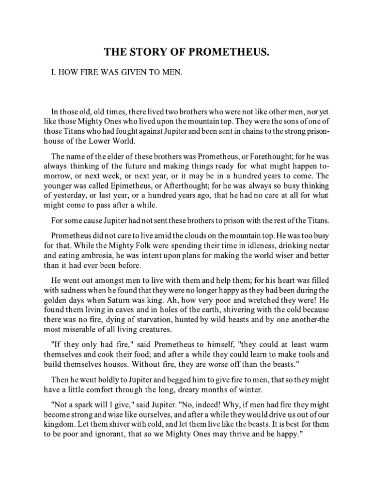 Prometheus Myth Text (1) | PDF