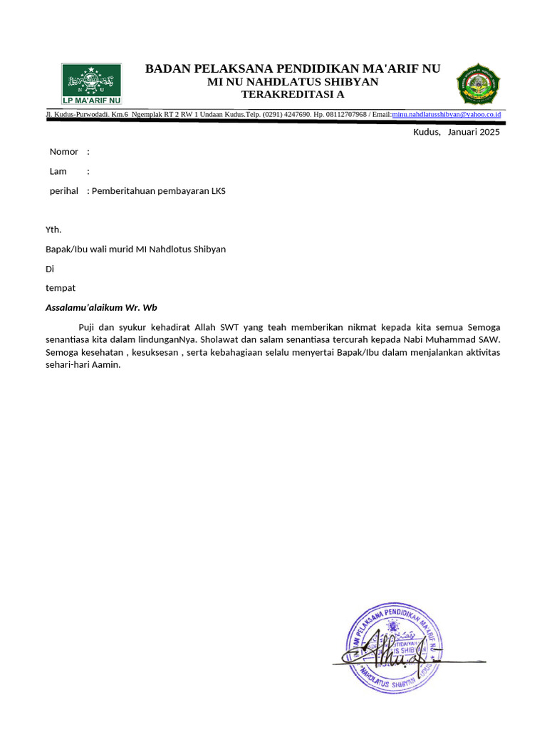 KOP Surat, TTD Dan Stempel 2024 | PDF