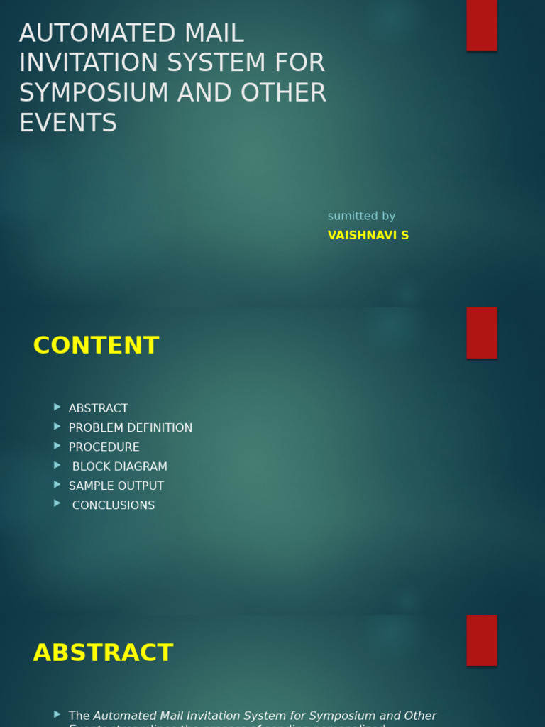 Automated Mail Invitation System For Symposium and Other | PDF | Automation | Databases