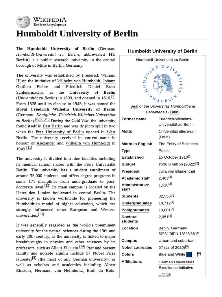 Humboldt University Overview and History | PDF