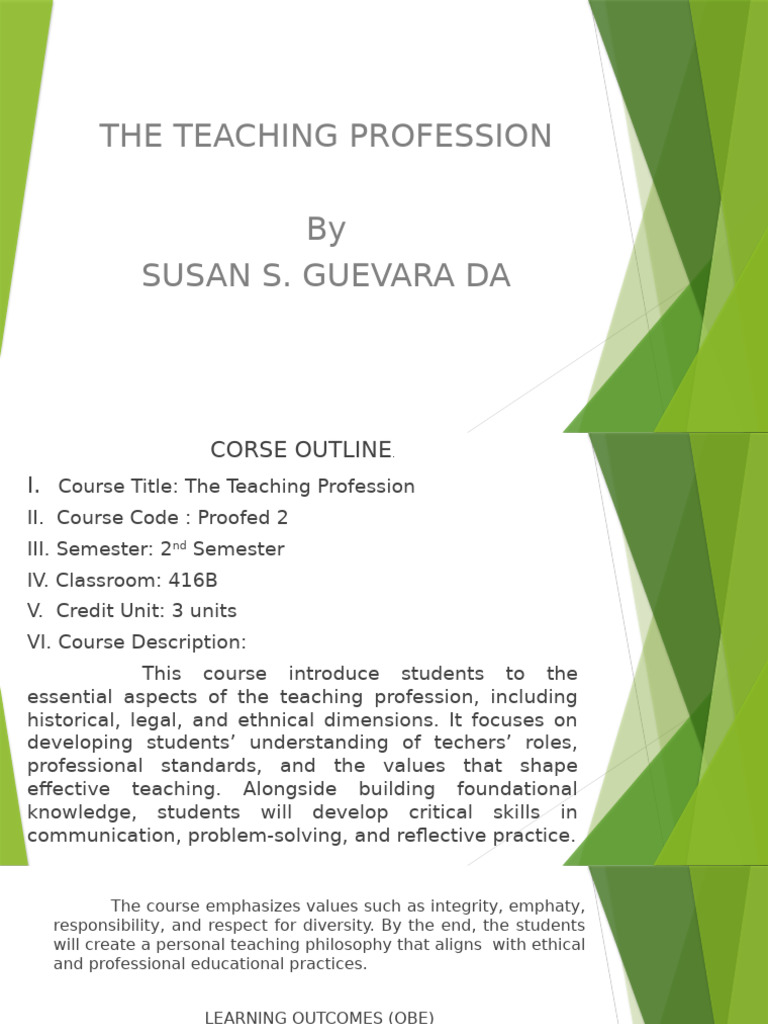 Overview of the Teaching Profession | PDF | Teachers | Morality