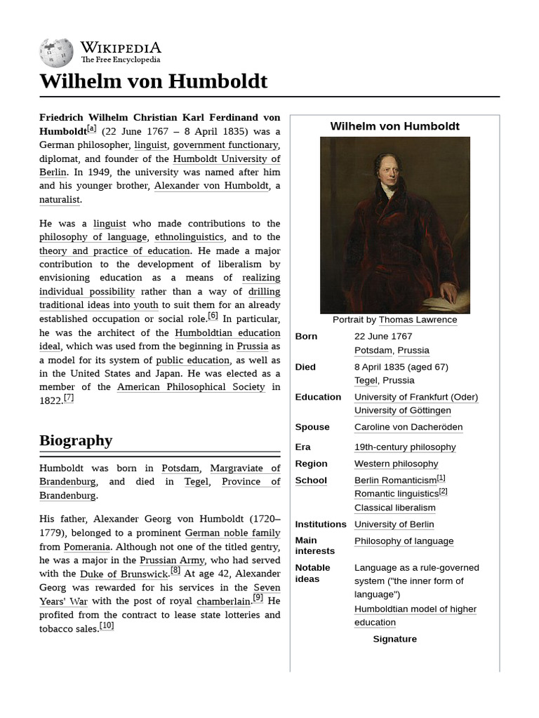 Wilhelm_von_Humboldt | PDF | Linguistics