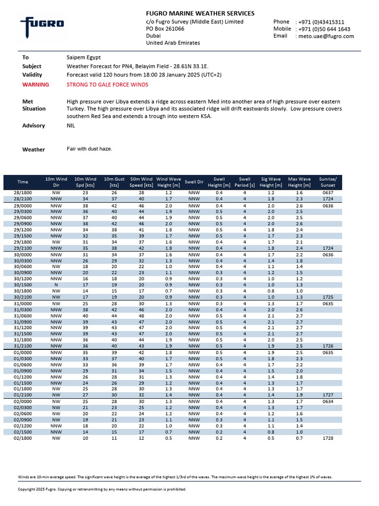 SAIPEM - BELAYIM FIELD - 1655 Issued 28-01-2025 at 1546 LT | PDF ...