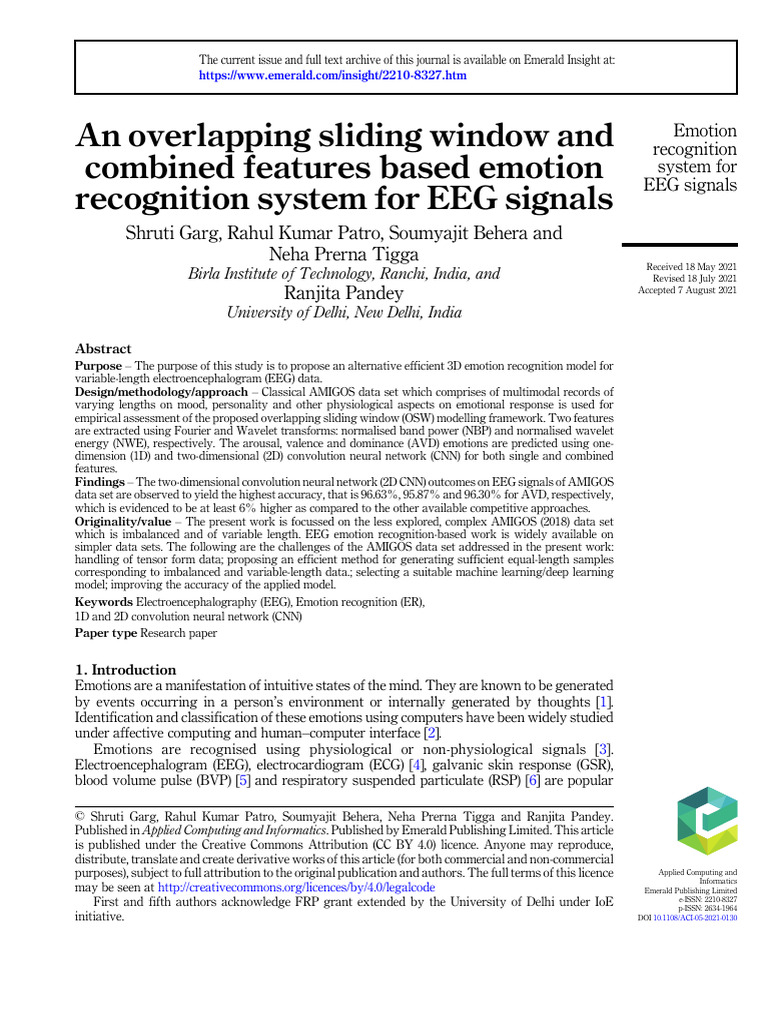 EEG Emotion Recognition Article | PDF | Wavelet | Applied Mathematics