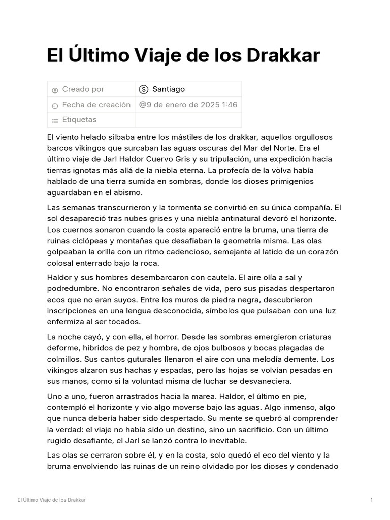 El Último Viaje de Los Drakkar | PDF