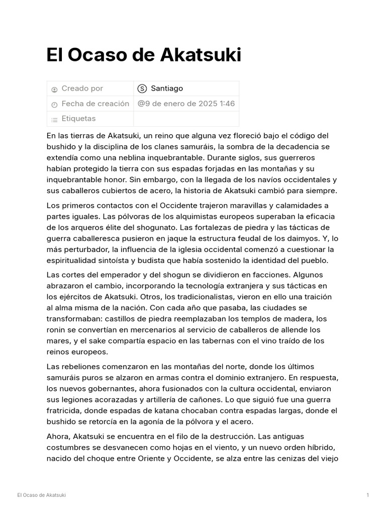 El Ocaso de Akatsuki | PDF | Samurai