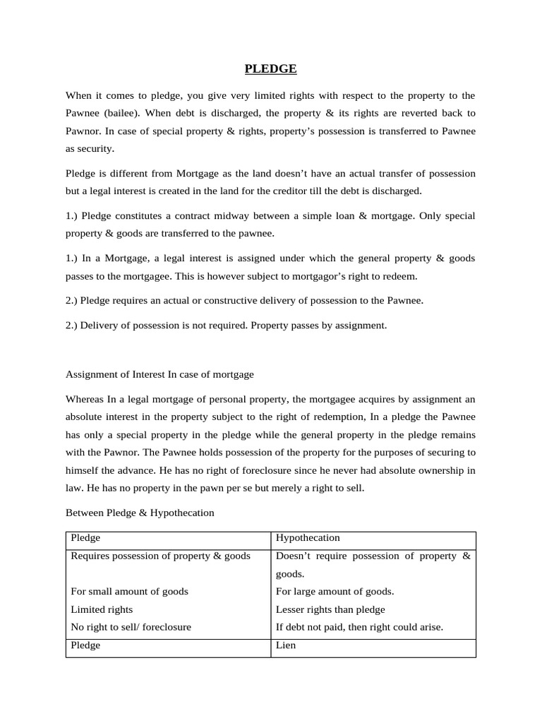 Pledge contract 21 April 2021 | PDF | Mortgage Law | Personal Finance