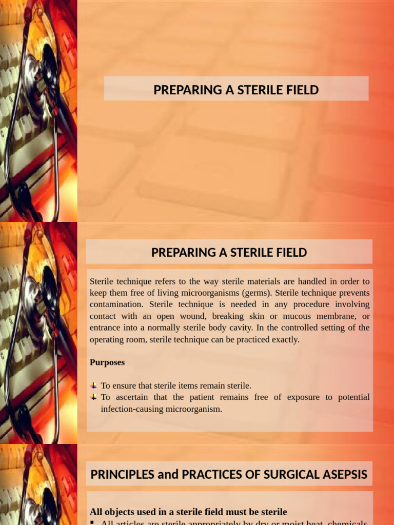 Sterile Field Preparation Guidelines | PDF | Medical Specialties