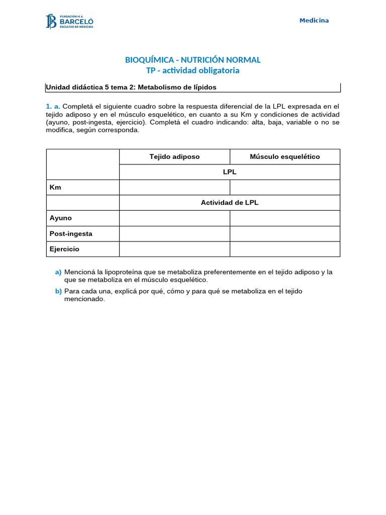 Tarea Obligatoria (UD5 Tema 2) (2024) | PDF | Metabolismo | Colesterol
