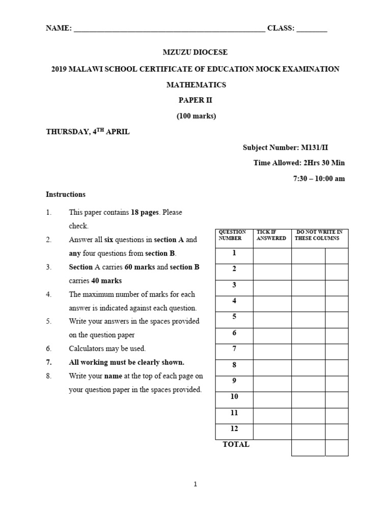 Mathematics Paper 2 2019 - 1-1 | PDF | Circle | Area