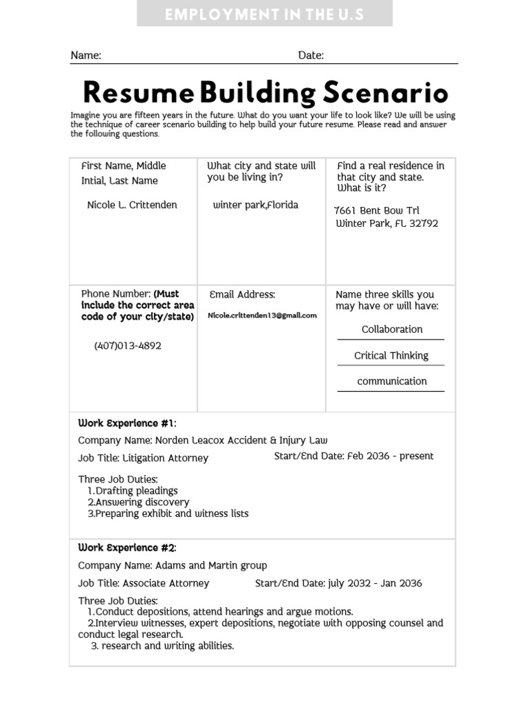 Resume Building Scenario Assignment | PDF | Deposition (Law) | Justice