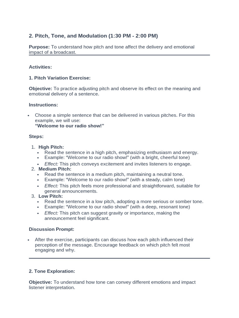 Pitch, Tone, Modulation | PDF | Pitch (Music) | Tone (Linguistics)