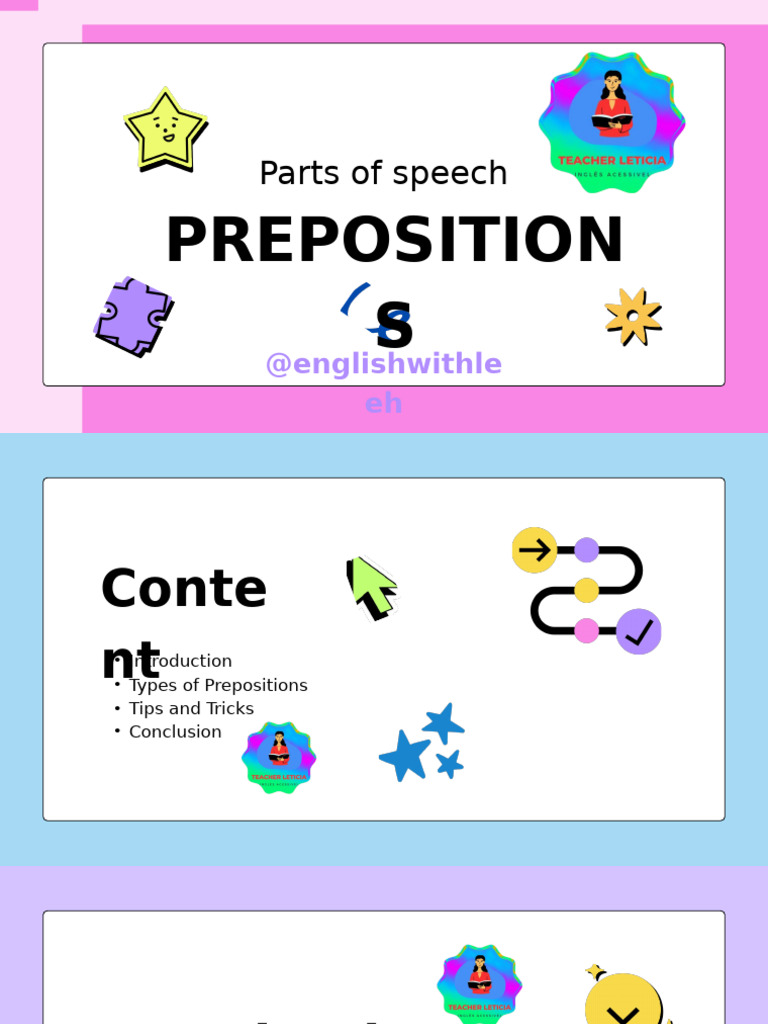 Parts of Speech Prepositions Presentation in Colorful Cute Style | PDF ...