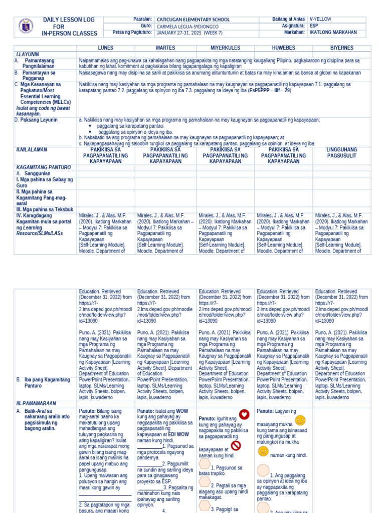 g5 q3w7 DLL Esp (Melcs) | PDF