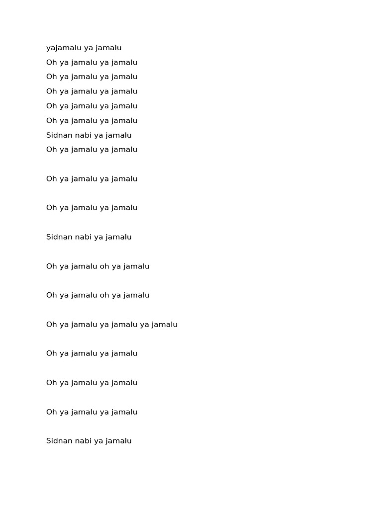 Ya Jamalu Lirik | PDF
