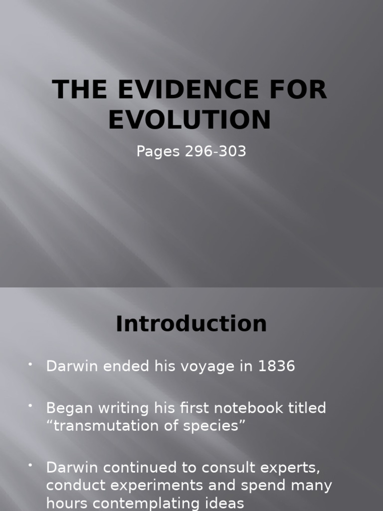 Evidence Supporting Evolutionary Theory | PDF | Homology (Biology ...