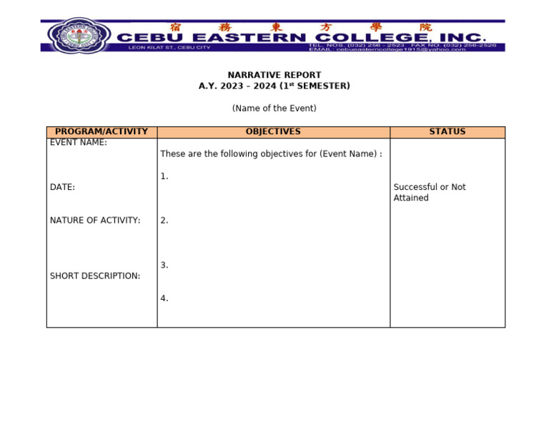 Narrative Report Template | PDF