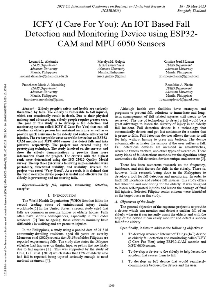 ICFY I Care For You An IOT Based Fall Detection and Monitoring Device ...