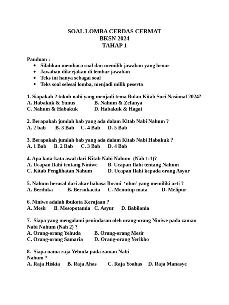 Soal Lomba Cerdas Cermat | PDF