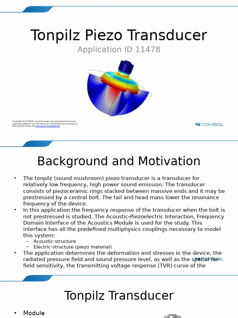 Tonpilz Piezo Transducer Presentation 16 9 V52 | PDF | Piezoelectricity | Microphone