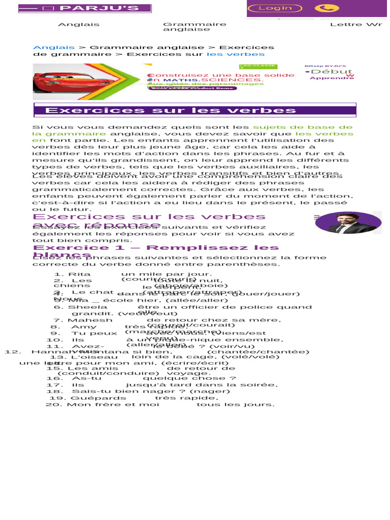 Exercices sur les verbes en -er | PDF | Verbe | Zone
