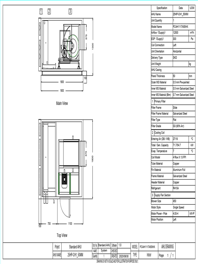25 HP STANDARD DX AHU DRAWING VERSION 2 - CH1_50MM | PDF | Engineering ...