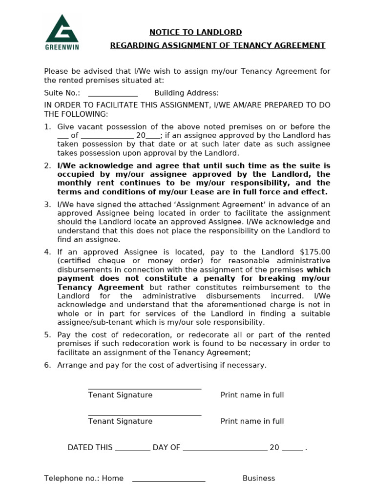 Assignment Notice | PDF