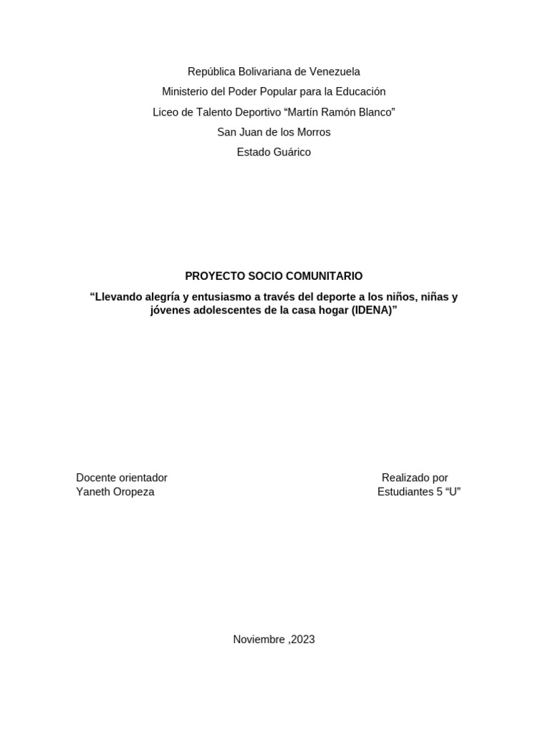 PROYECTO Socio Comunitario | PDF