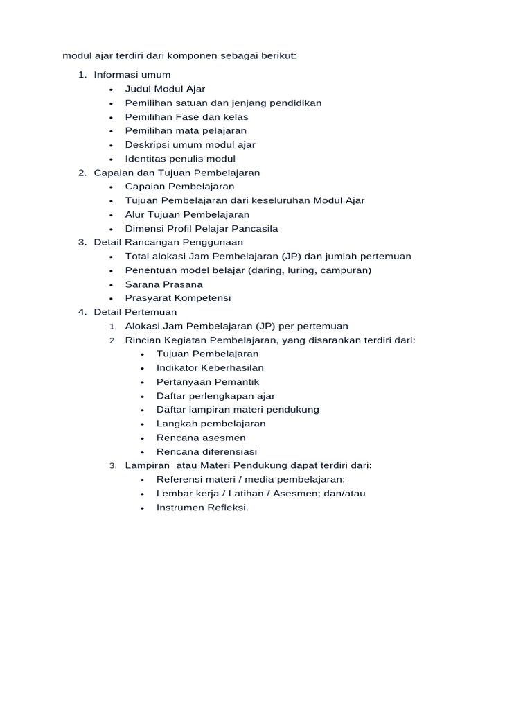 Komponen Modul Ajar | PDF