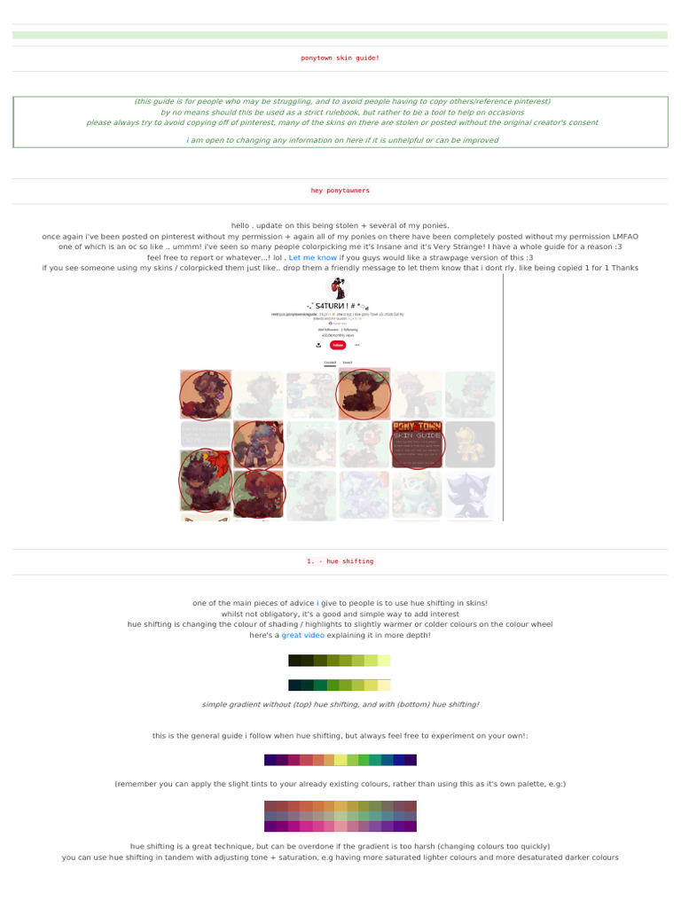 PonyTown Skin Design Tips | PDF | Color | Graphics